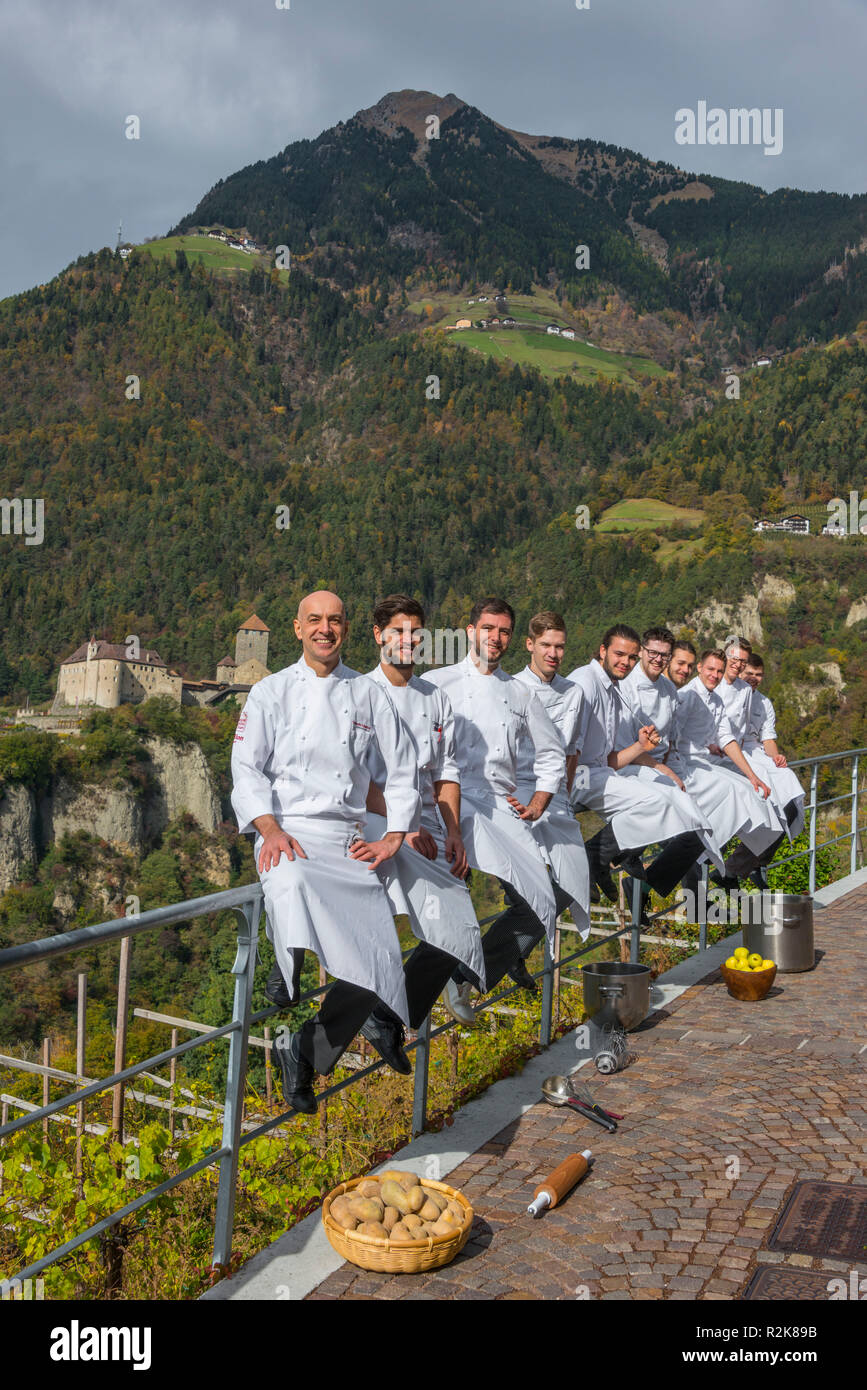 Two star chef gerhard wieser with his cooks hi-res stock photography ...