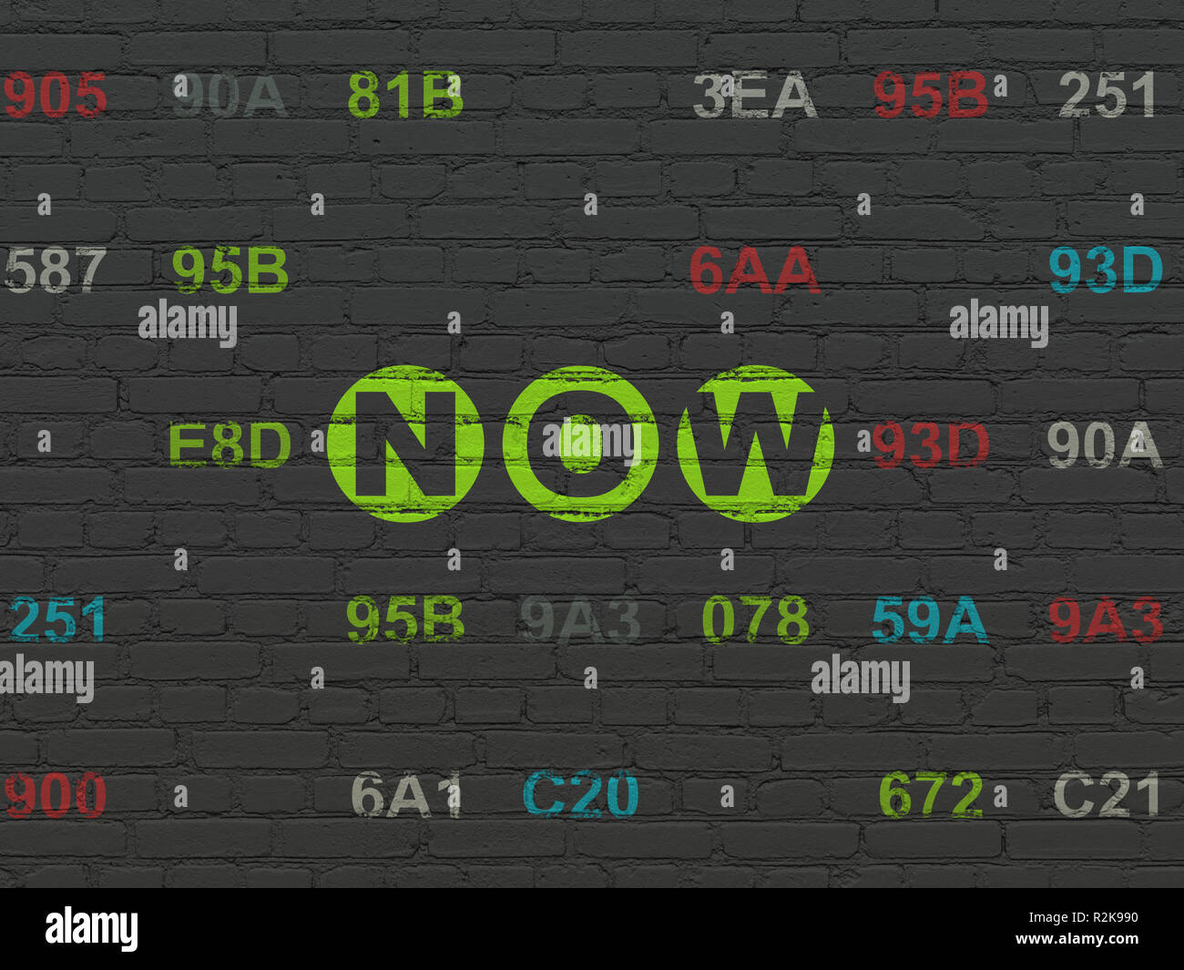 Time concept: Now on wall background Stock Photo - Alamy