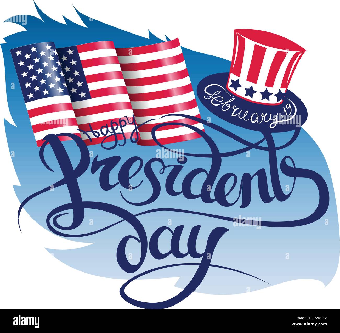 Happy President s day design background with uncle Sam hat. Handwritten ...