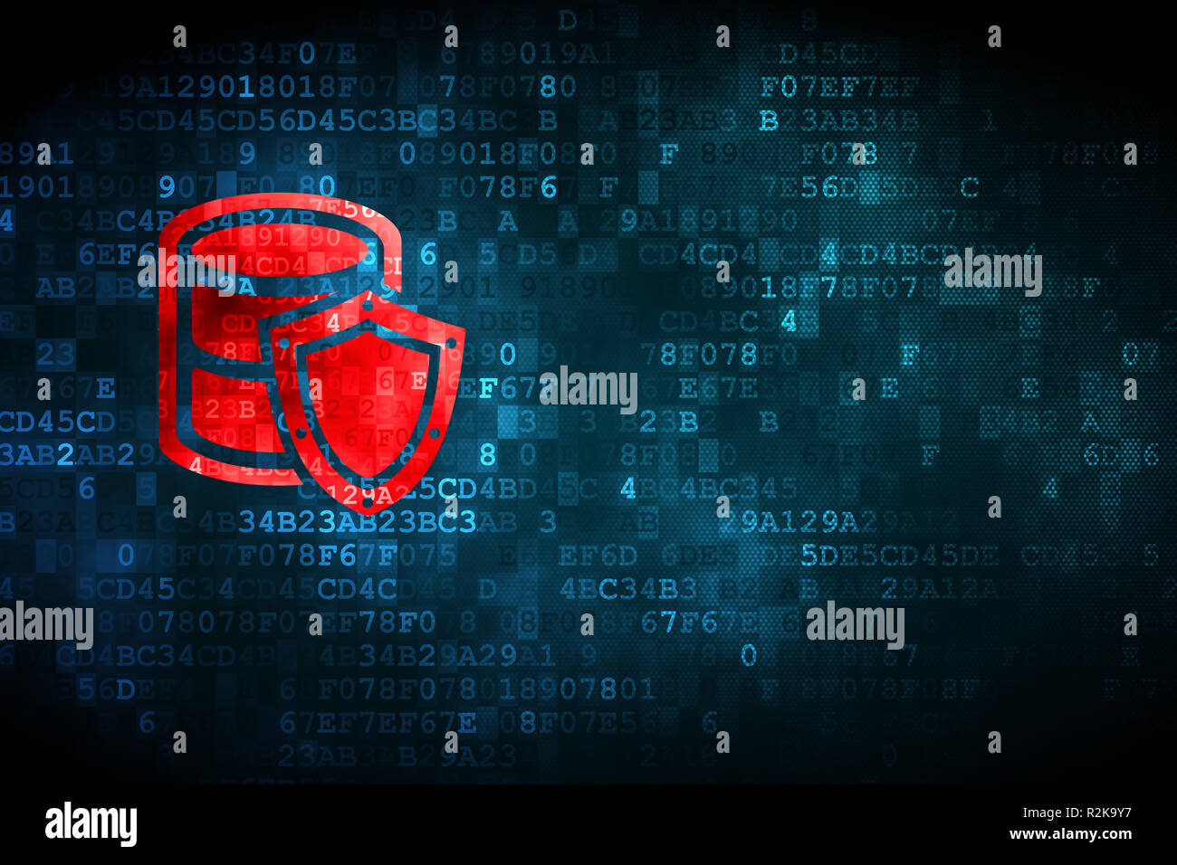 Programming concept: Database With Shield on digital background Stock ...