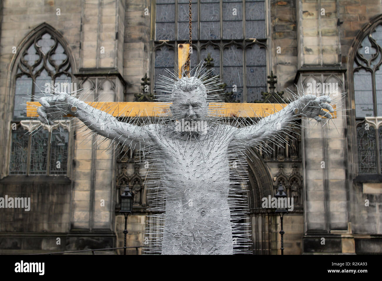 This is one of the Scottish artist, David Mach's trademark coathanger ...