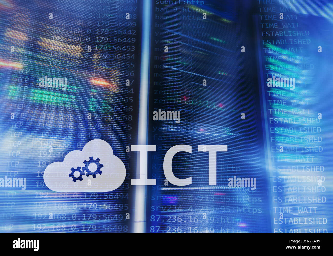 ICT - information and communications technology concept on server room ...