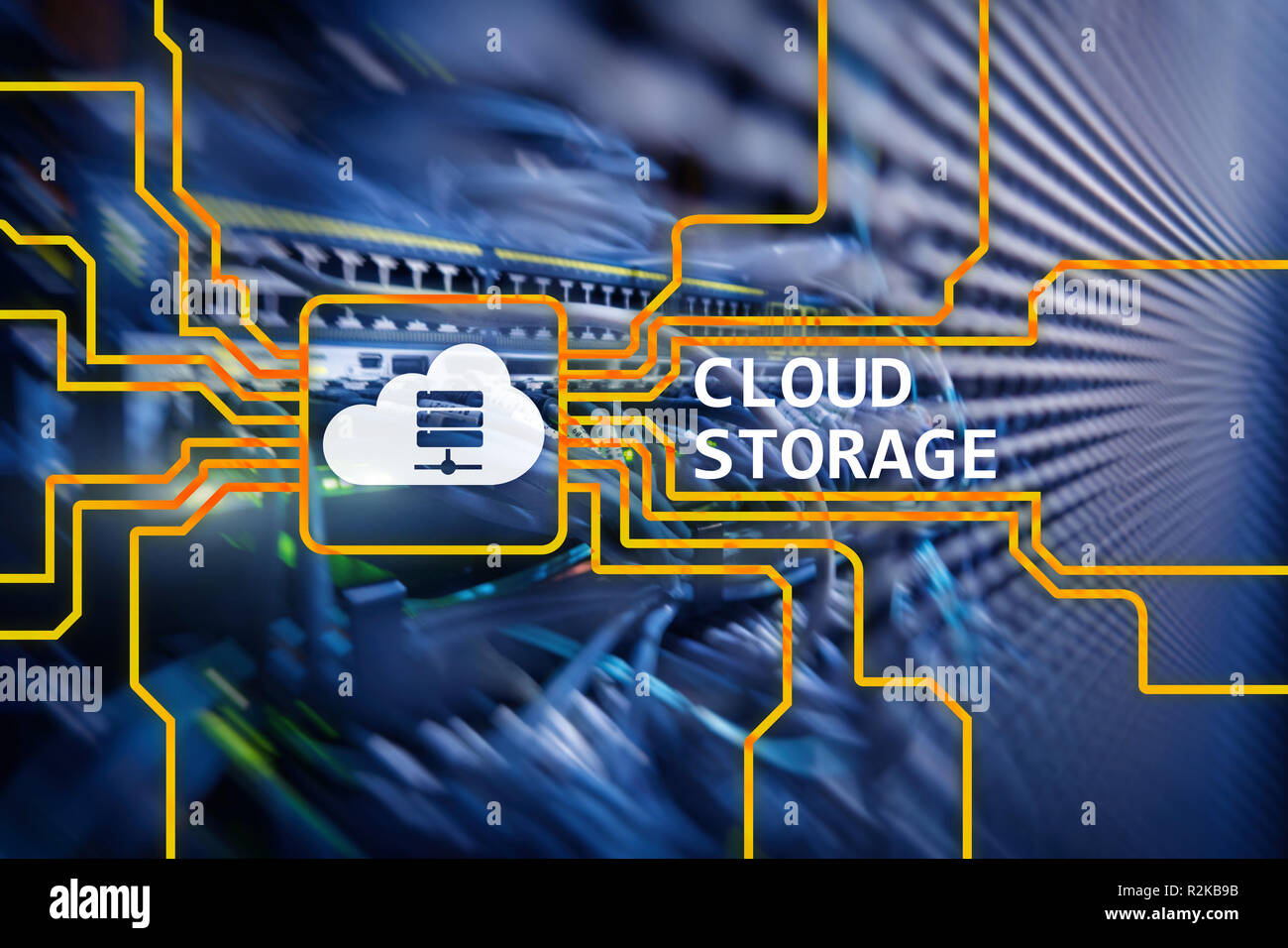 Cloud data storage concept on server room background Stock Photo - Alamy