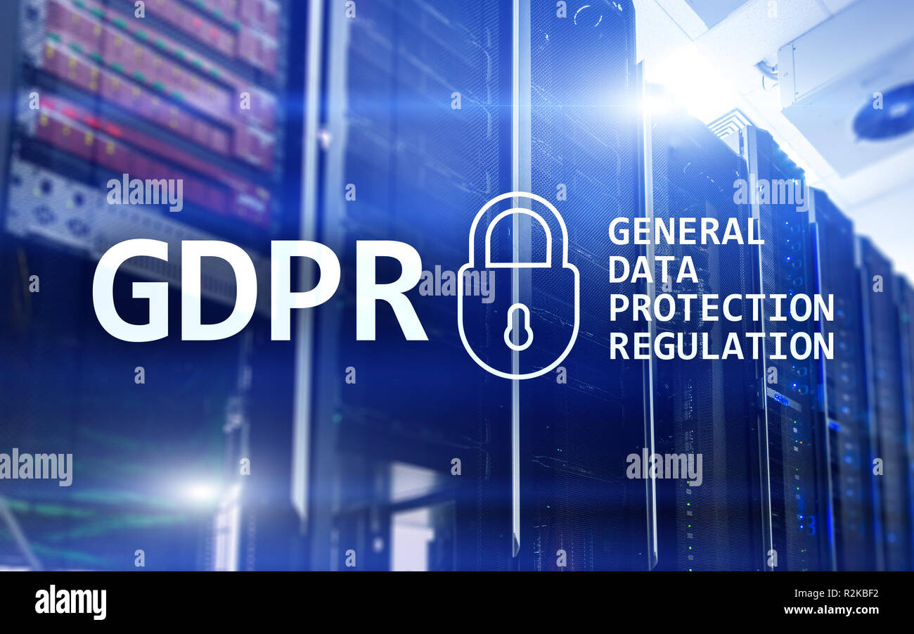 GDPR, General data protection regulation compliance. Server room ...