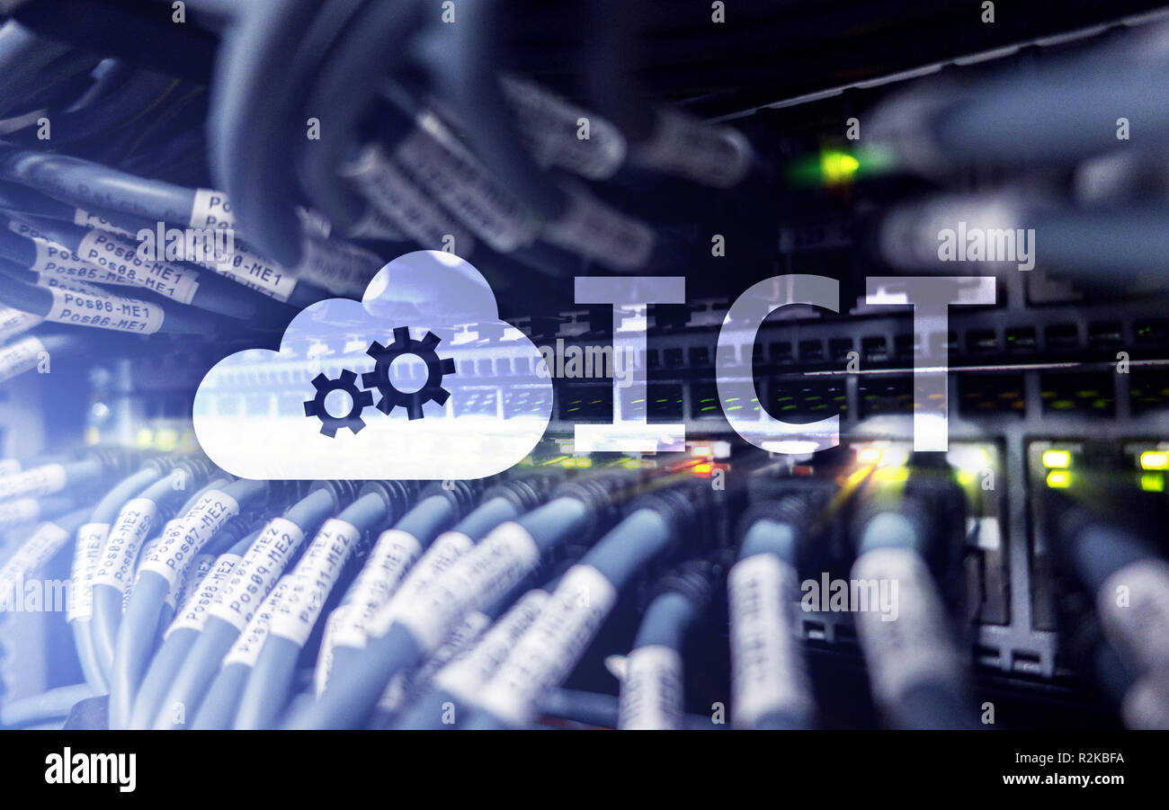 ICT - information and communications technology concept on server room ...