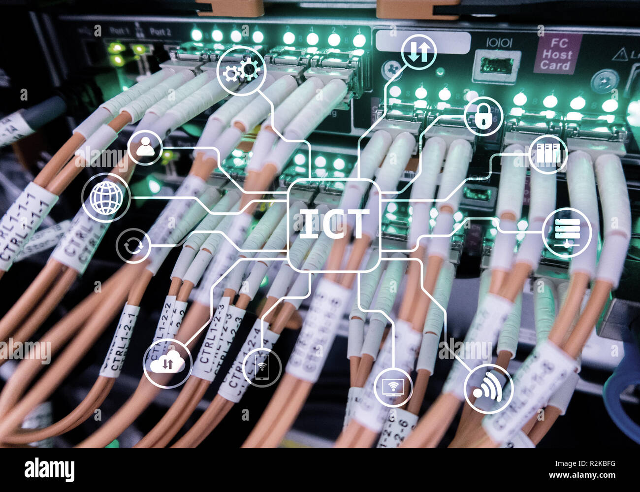 ICT - information and communications technology concept on server room ...
