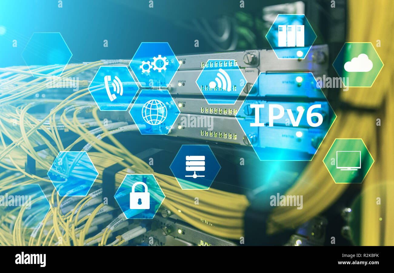Ipv6 network technology concept on server room background Stock Photo ...
