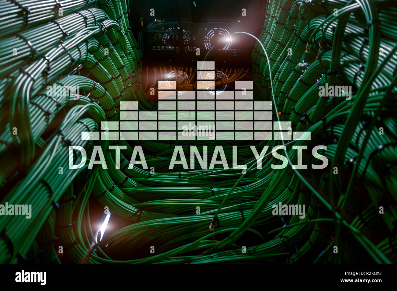 Big Data analysis text on server room background. Internet and modern ...