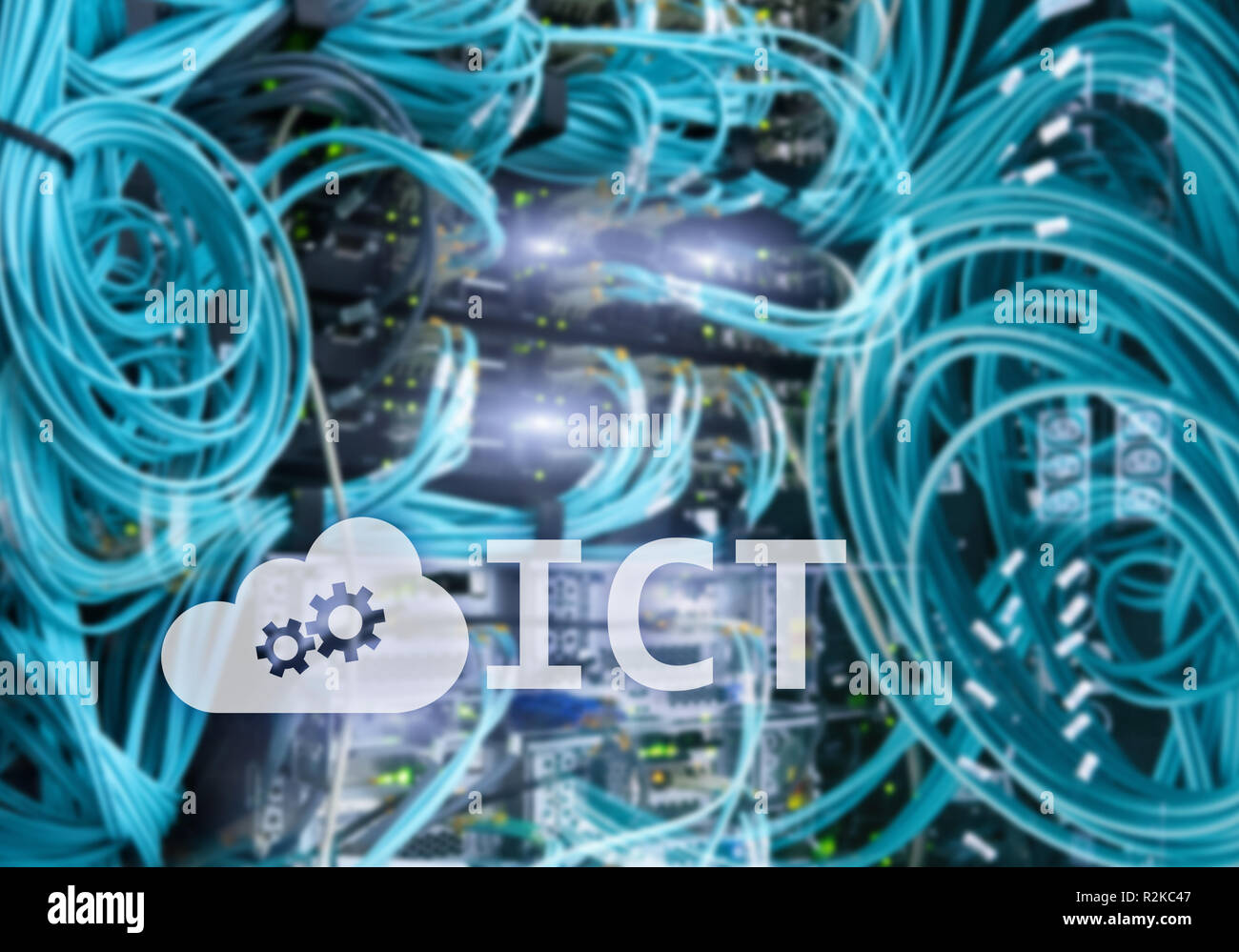 ICT - information and communications technology concept on server room ...