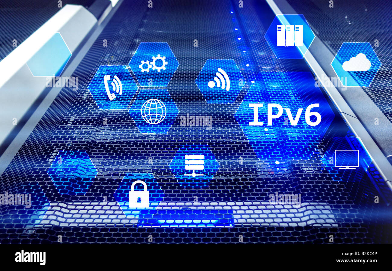 Ipv6 network technology concept on server room background Stock Photo ...