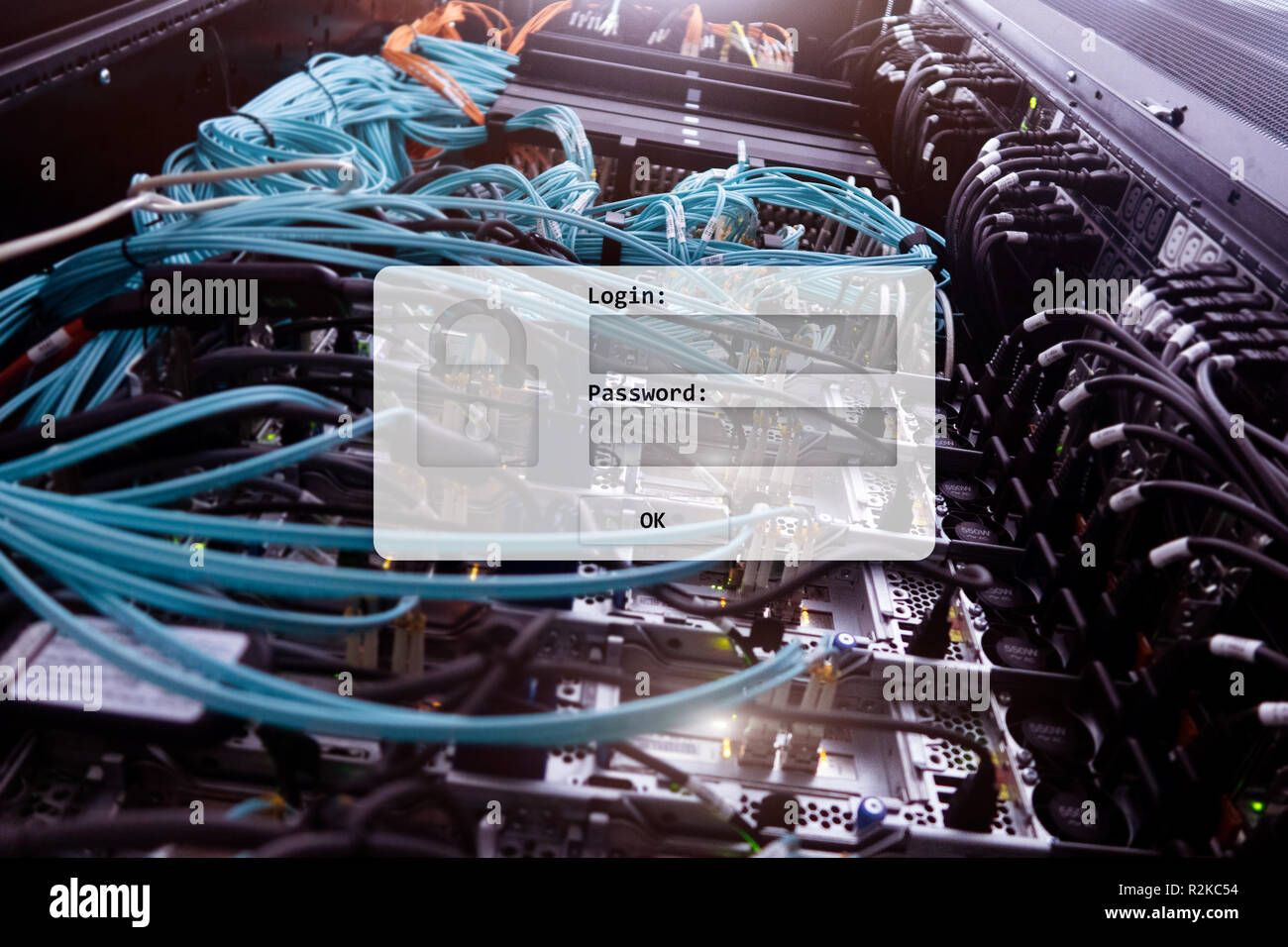 Server room, login and password request, data access and security Stock ...