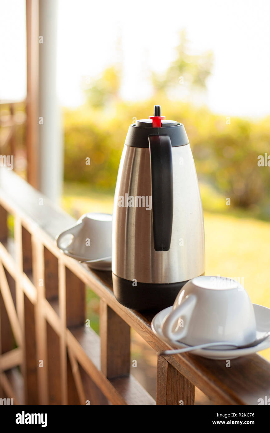 Fresh coffee outside the hotel room at the Finca Hamburgo coffee ...