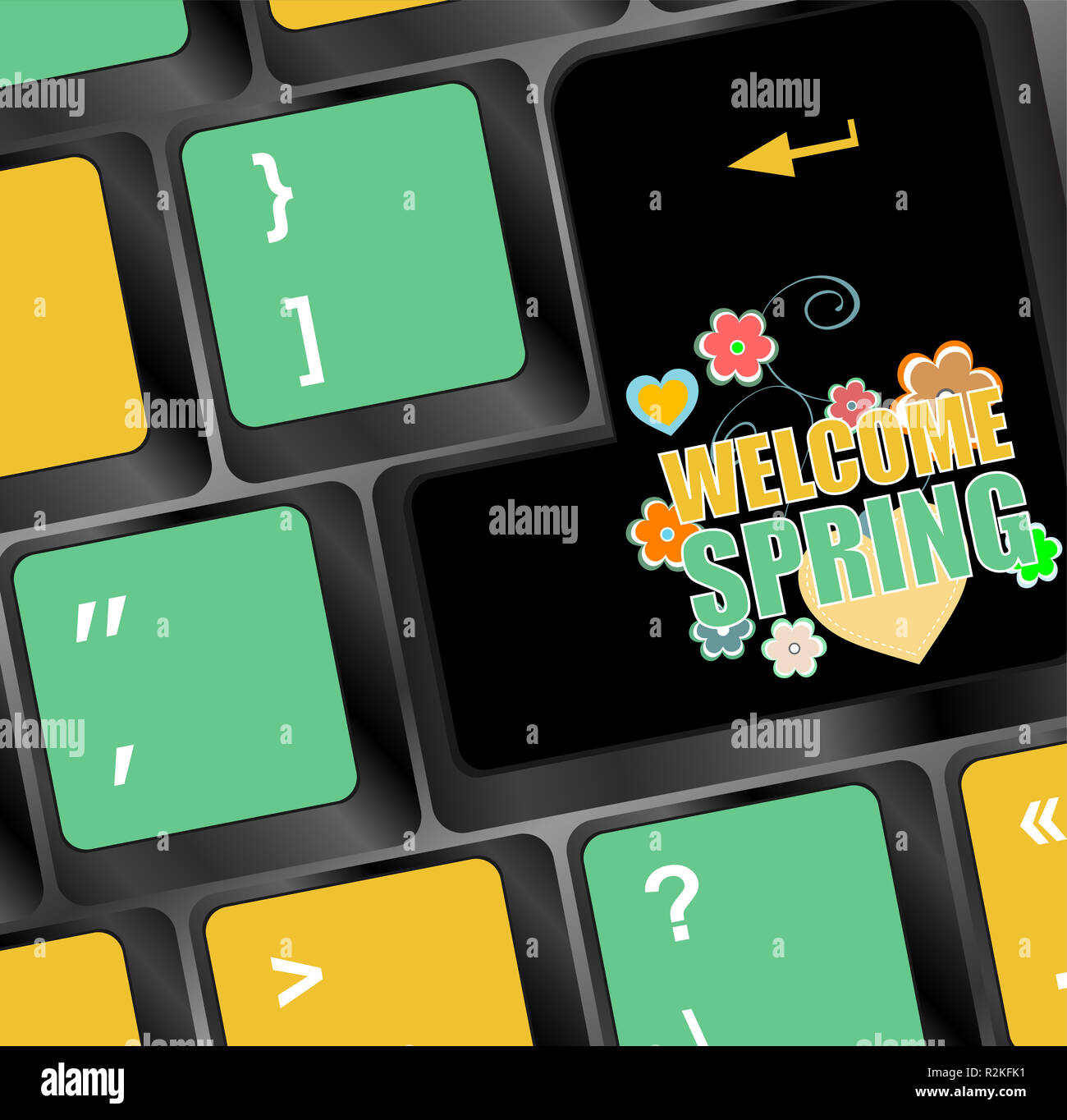 Welcome spring words on holiday card Stock Photo - Alamy