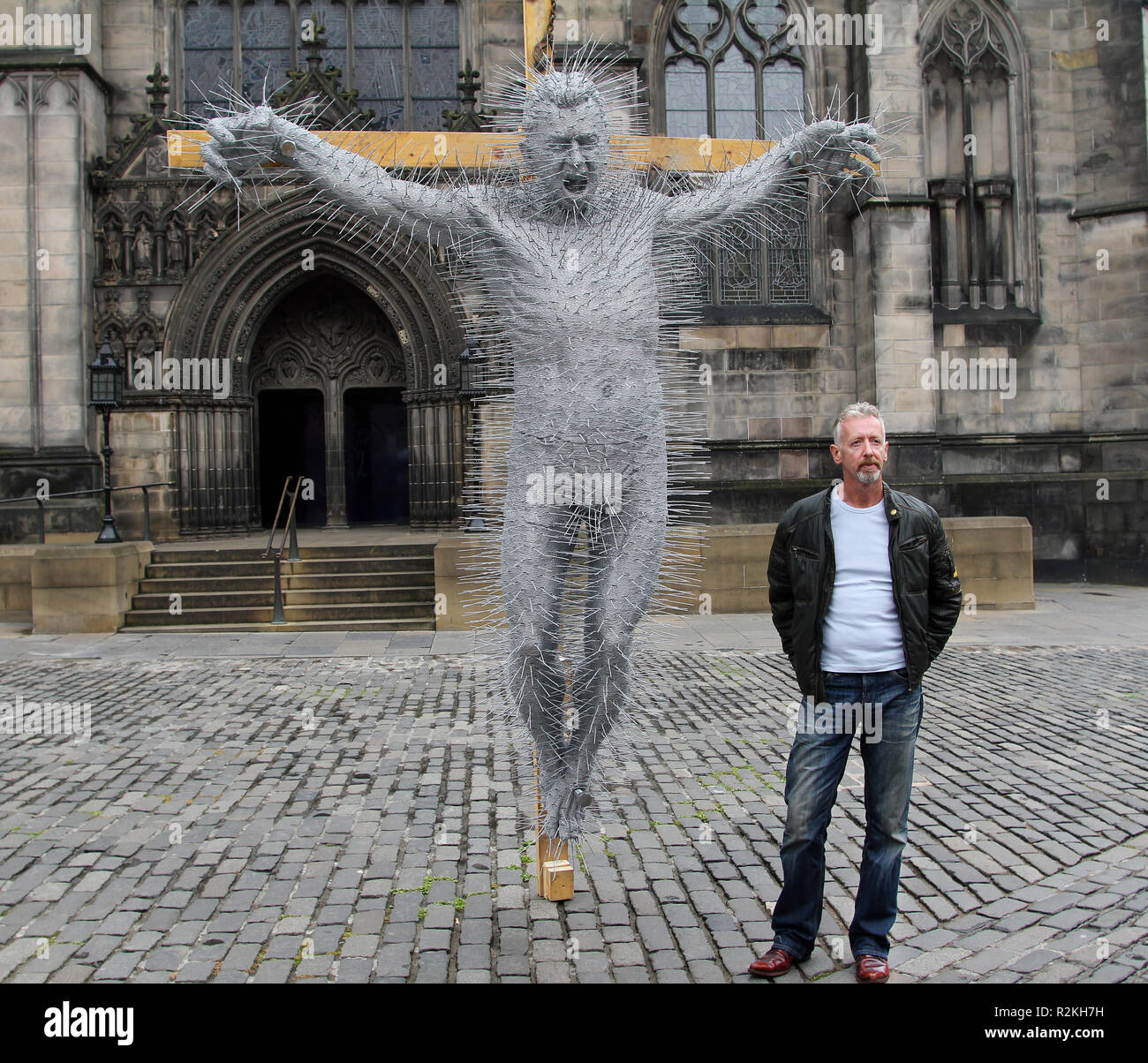 The Scottish artist, and Turner nominee, David Mach poses alongside one ...