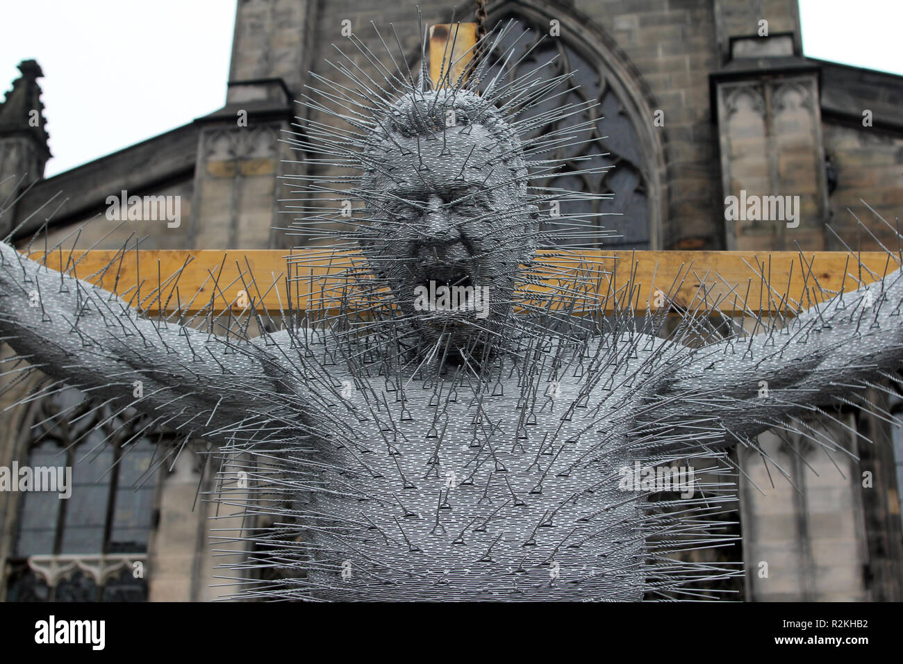 This is one of the Scottish artist, David Mach's trademark coathanger ...