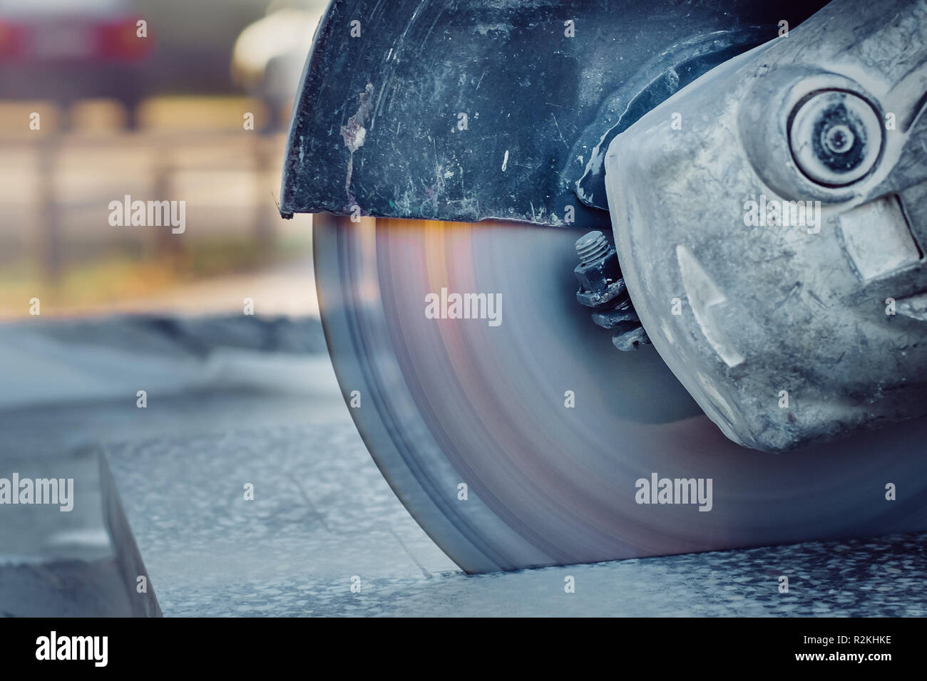 stone cutting tool with fast rotating blade Stock Photo - Alamy