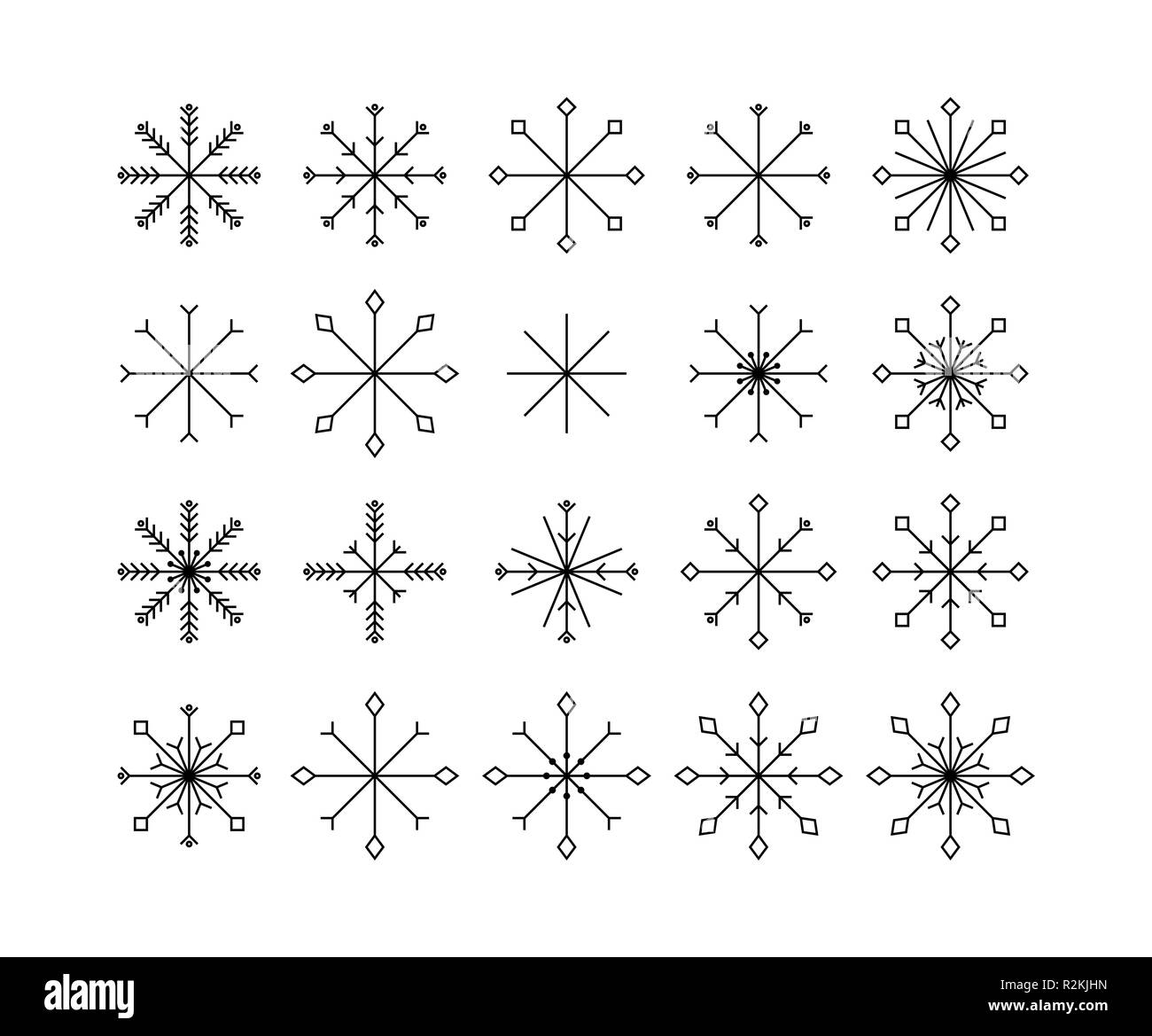 Snowflake icons set isolated on white background Stock Vector Image ...