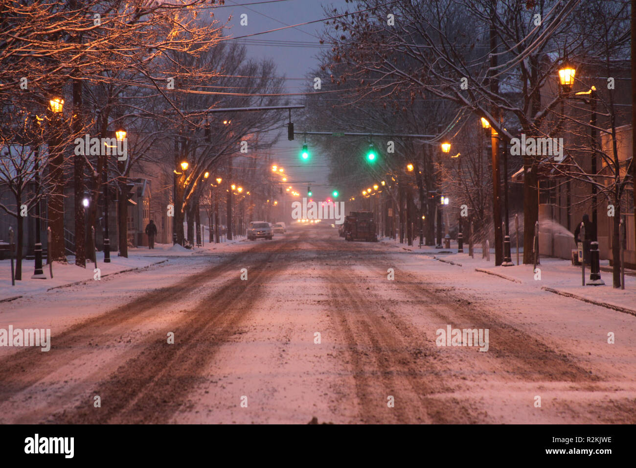 Snow Covered State Street in Ithaca Stock Photo - Alamy