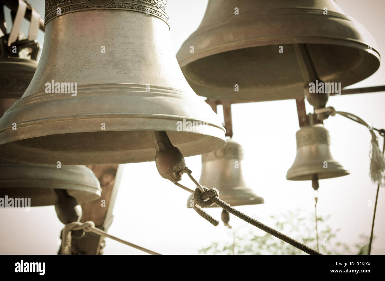 a lot of bells in a church Stock Photo - Alamy