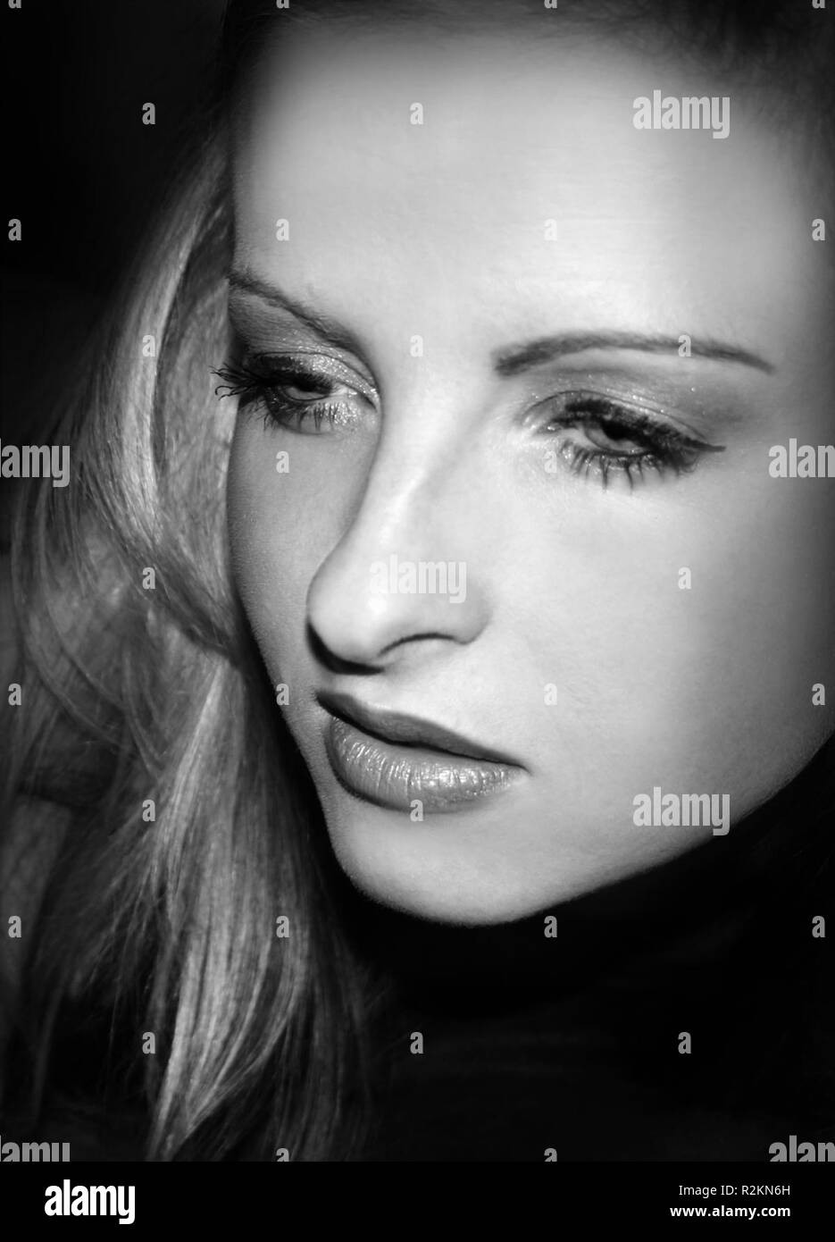 Skin care beautiful model Black and White Stock Photos & Images - Alamy