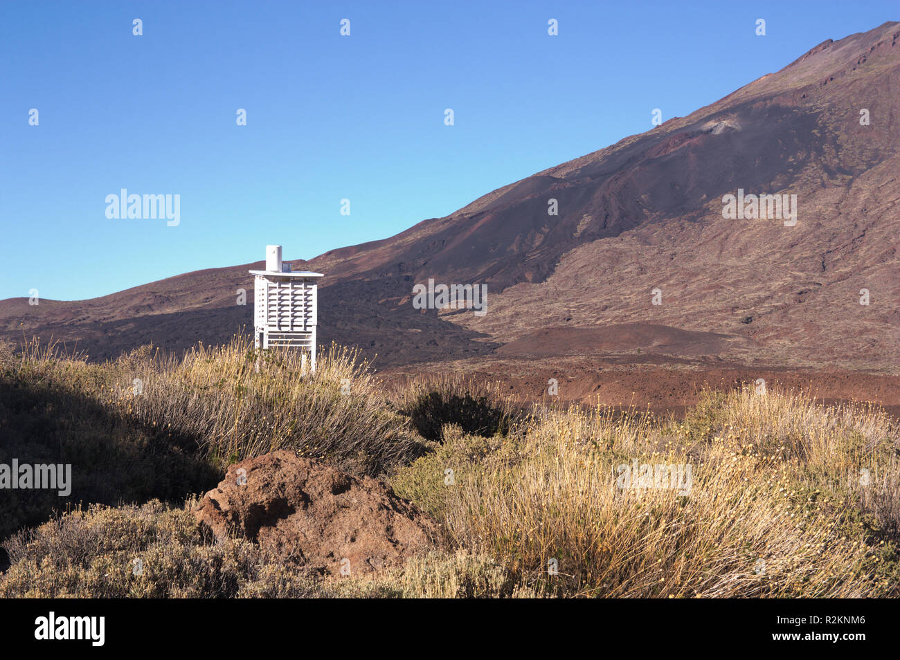 Meteorological data collection station located on the side of a hill ...