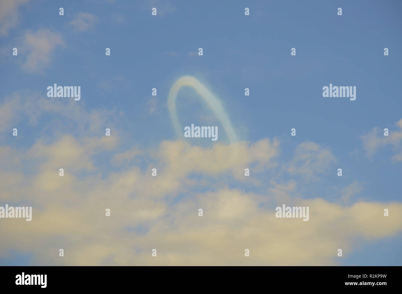 Giant smoke ring in the sky after a cannon is fired at a Civil War ...