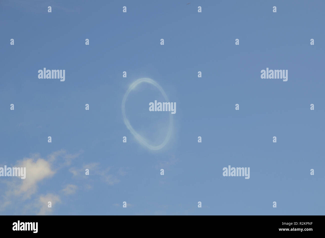 Giant smoke ring in the sky after a cannon is fired at a Civil War ...