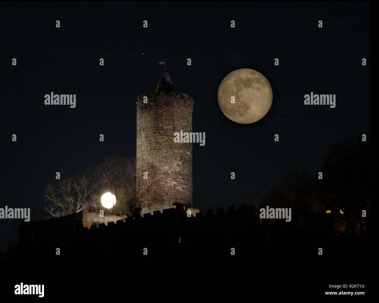 castle and moon Stock Photo - Alamy