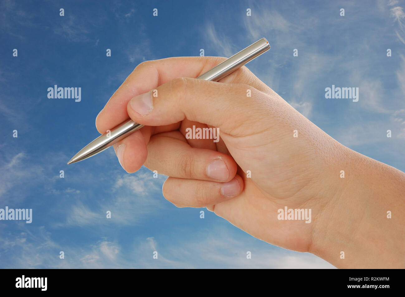 hand with pen Stock Photo - Alamy