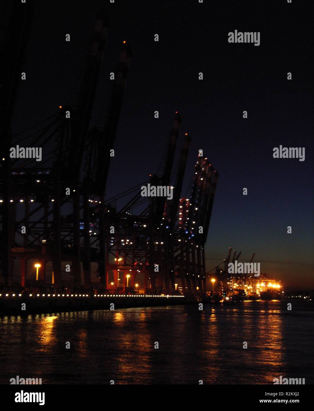 container terminal at night Stock Photo - Alamy