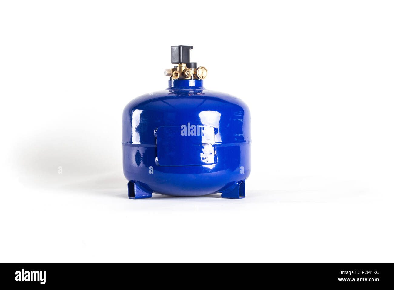 Colorful LPG Tanks with automotive multivalve with isolated background ...