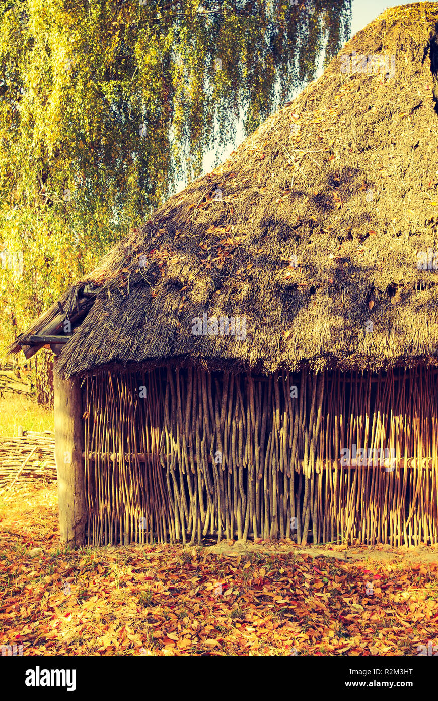 Little hut for shelter made in simple style in view Stock Photo - Alamy