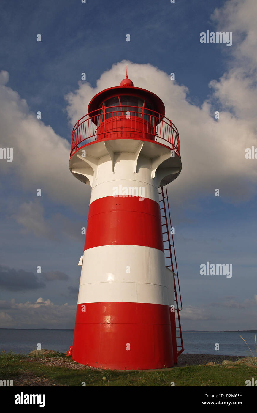 red and white lighthouse in denmark Stock Photo - Alamy