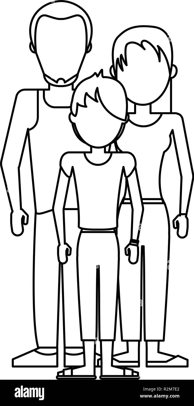 Parents with son faceless avatar vector illustration graphic design ...