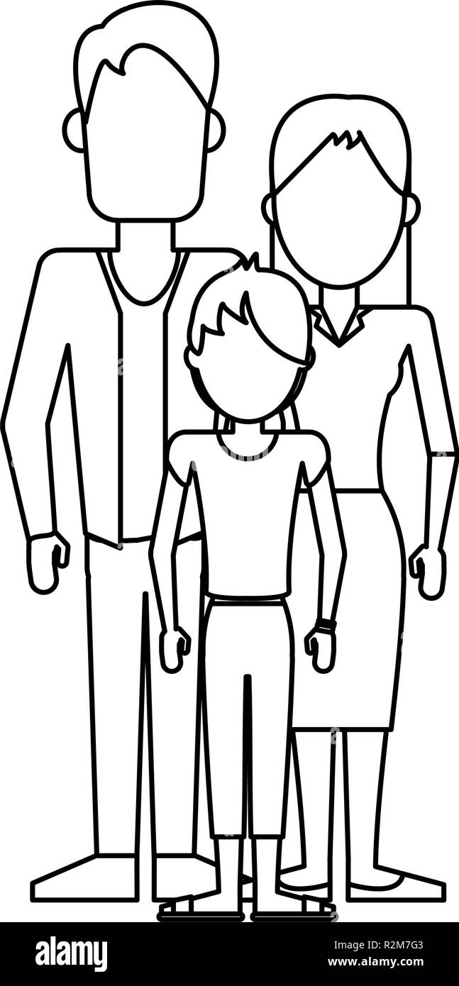 Parents with son faceless avatar vector illustration graphic design ...