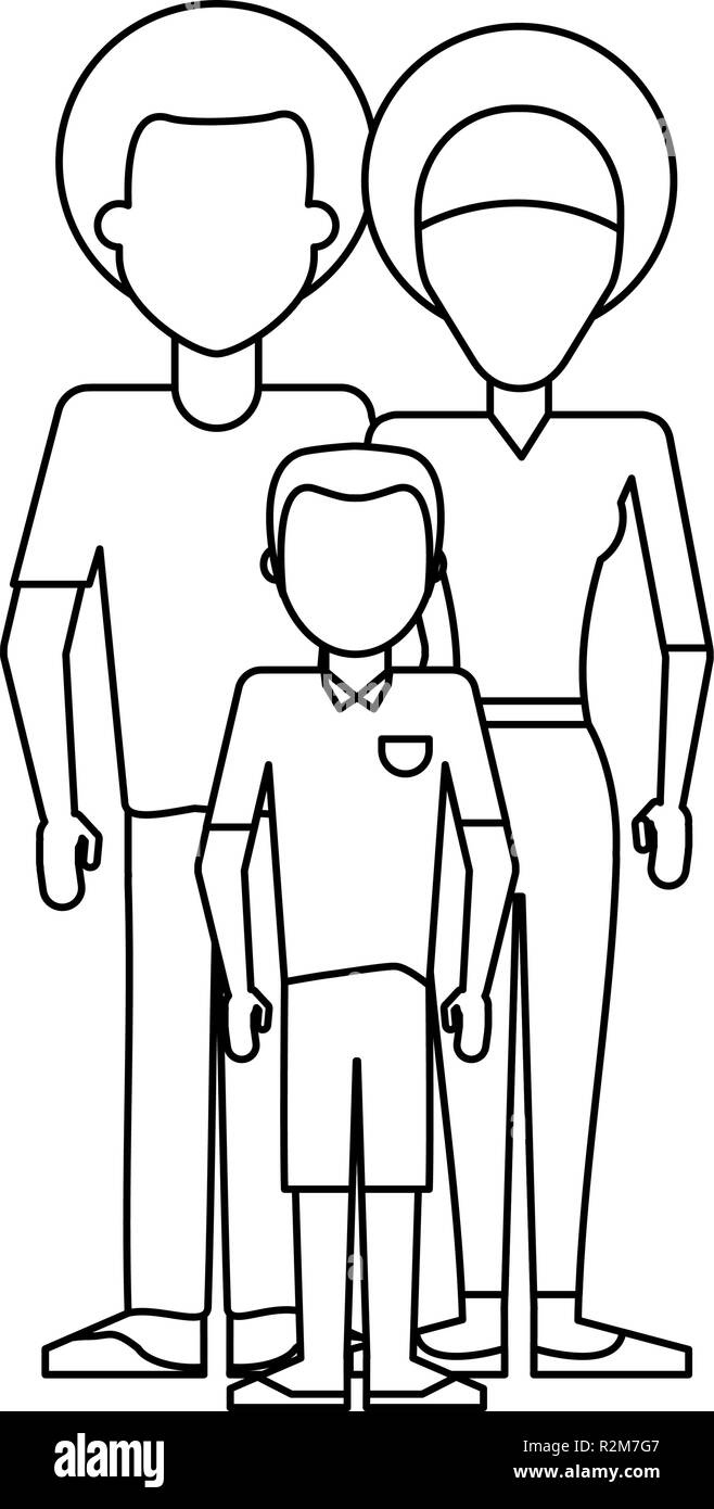 Parents with son faceless avatar vector illustration graphic design ...