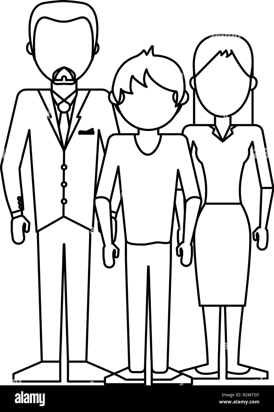 Parents with son faceless avatar vector illustration graphic design ...