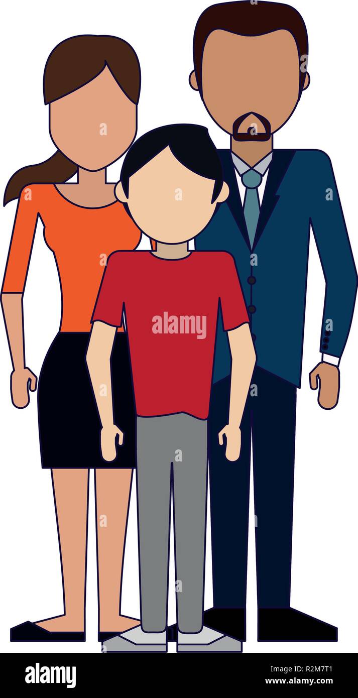 Parents with son faceless avatar vector illustration graphic design ...