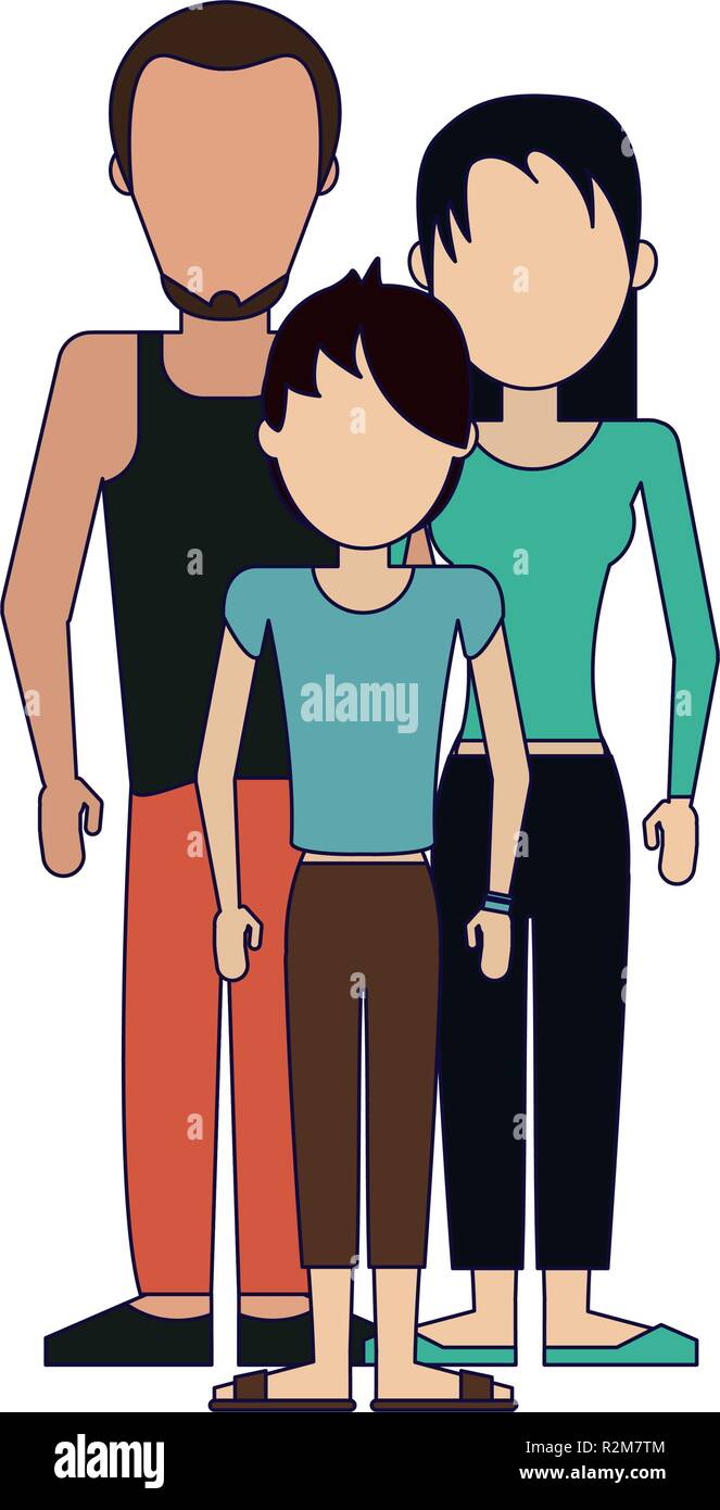 Parents with son faceless avatar vector illustration graphic design ...