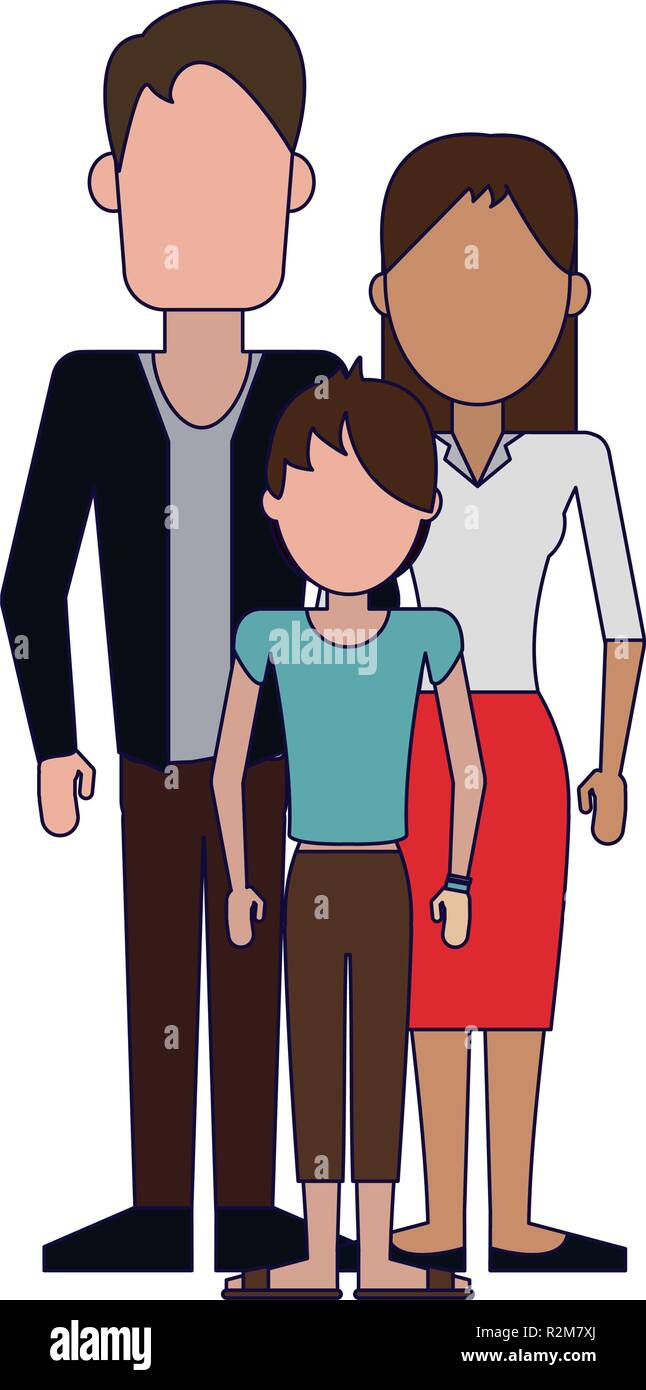 Parents with son faceless avatar vector illustration graphic design ...