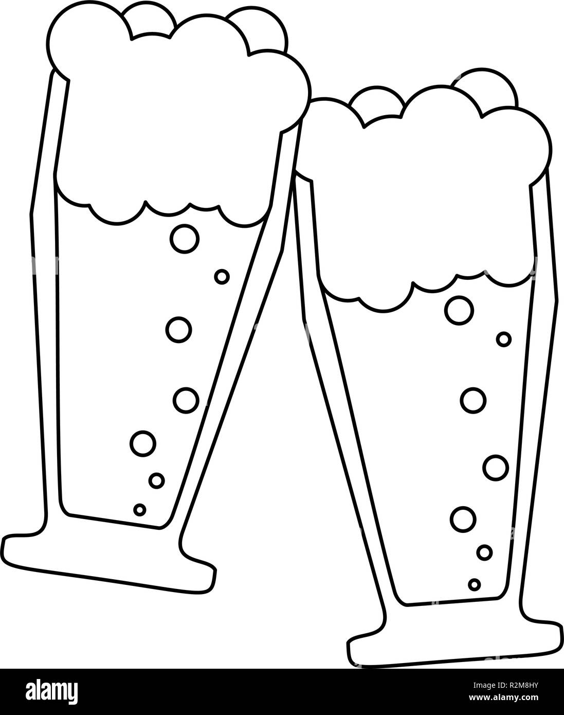 Two beer cups toast vector illustration graphic design Stock Vector ...