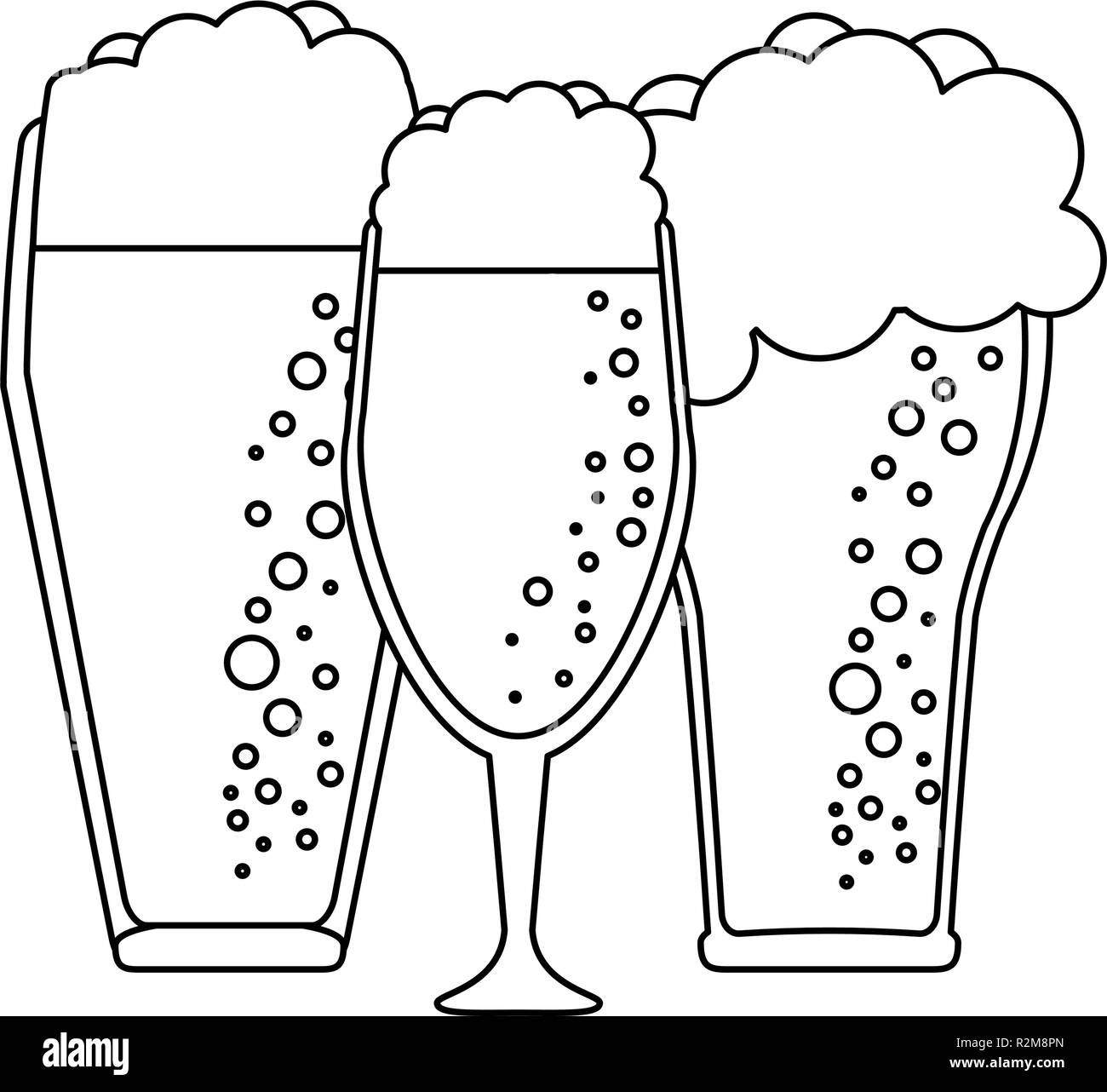 Set of types of beer in cups vector illustration graphic design Stock ...