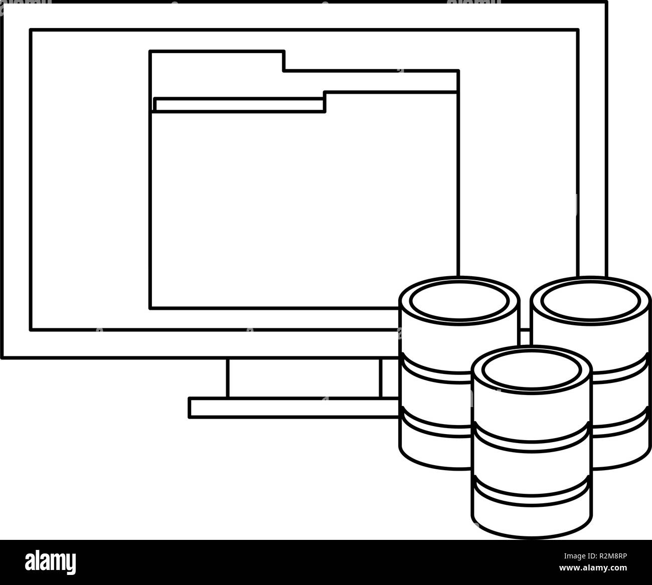 Computer with folder and disks vector illustration graphic design Stock ...