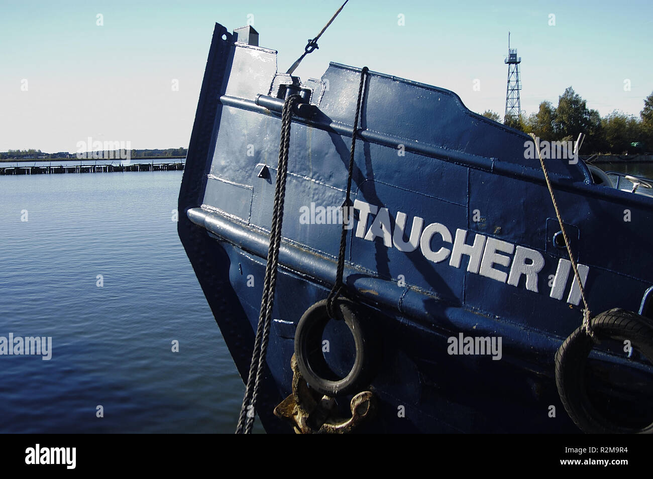 ship diver seafaring harbor Stock Photo - Alamy