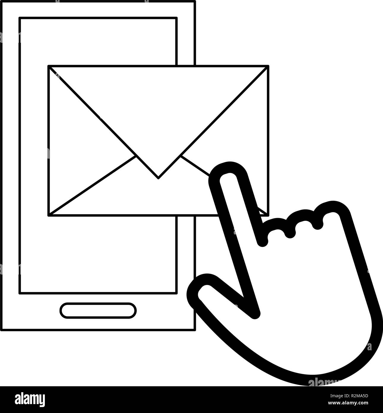 smartphone email sending with cursor vector illustration graphic design Stock Vector Image & Art ...