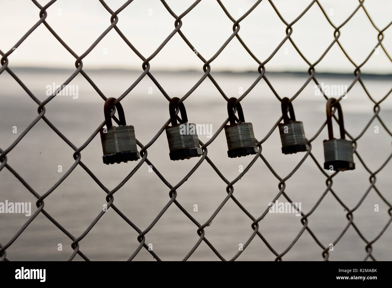 Fence of Locks Stock Photo - Alamy