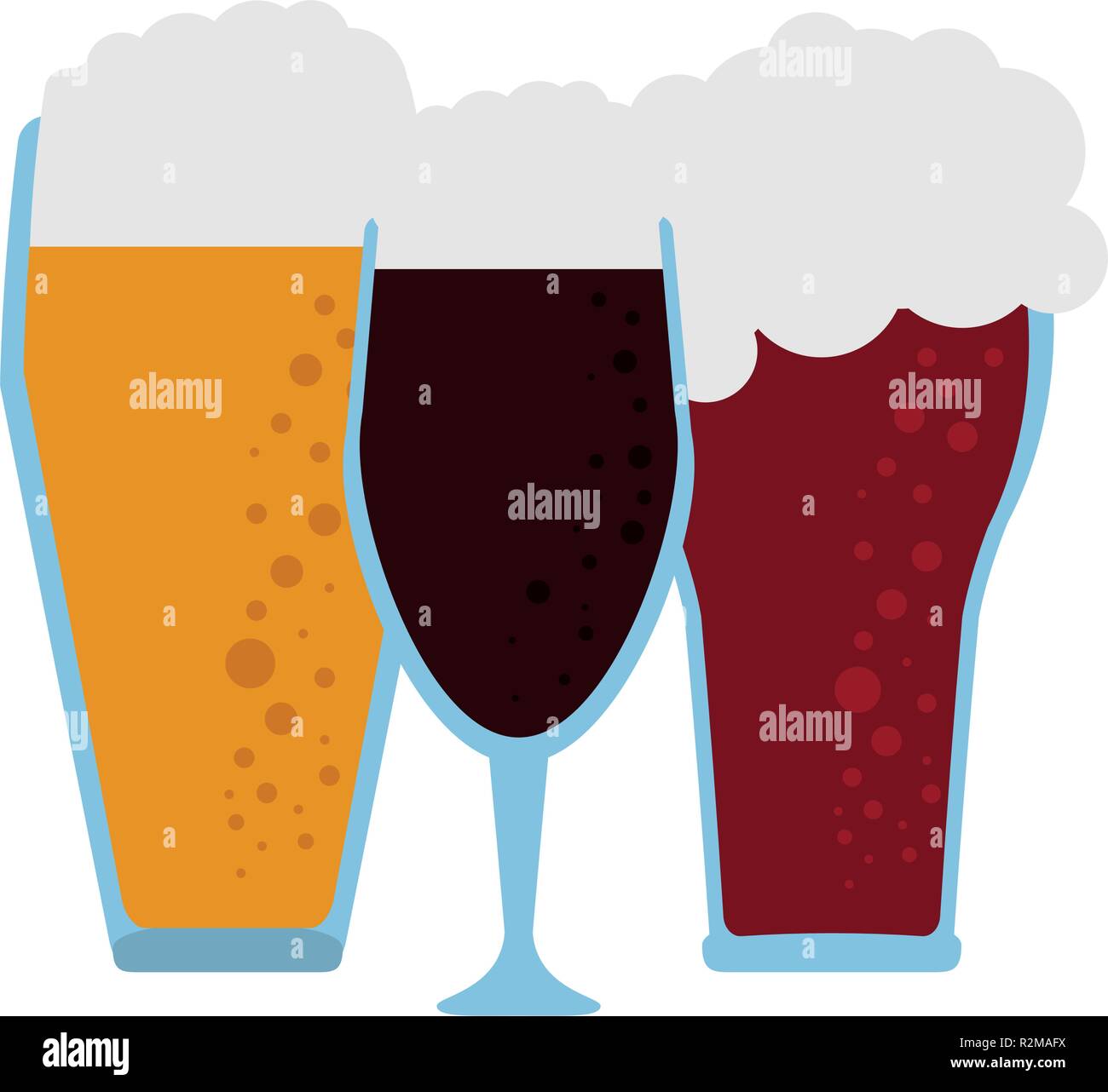 Set of types of beer in cups vector illustration graphic design Stock ...
