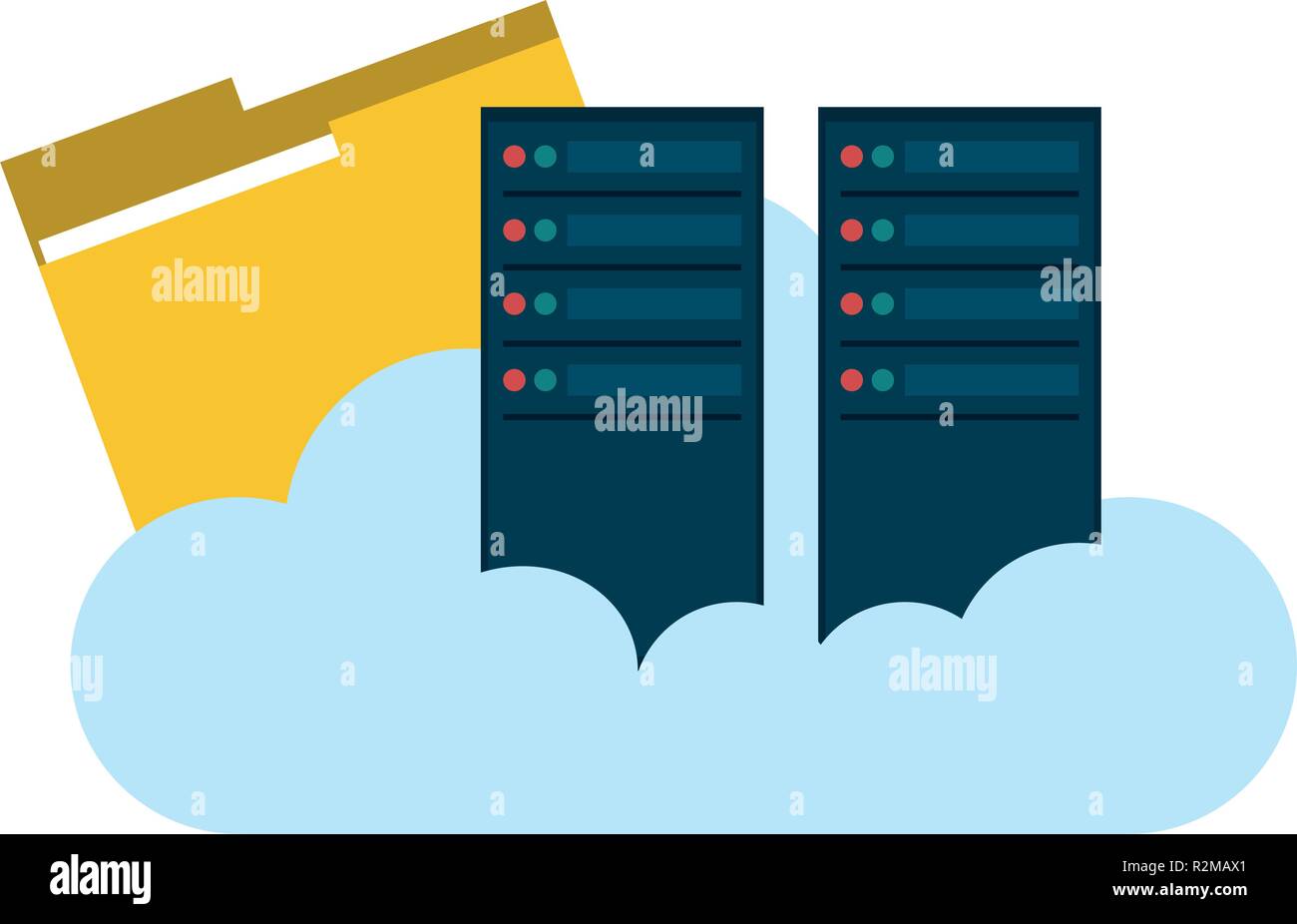 database storage and folder on cloud computing vector illustration ...