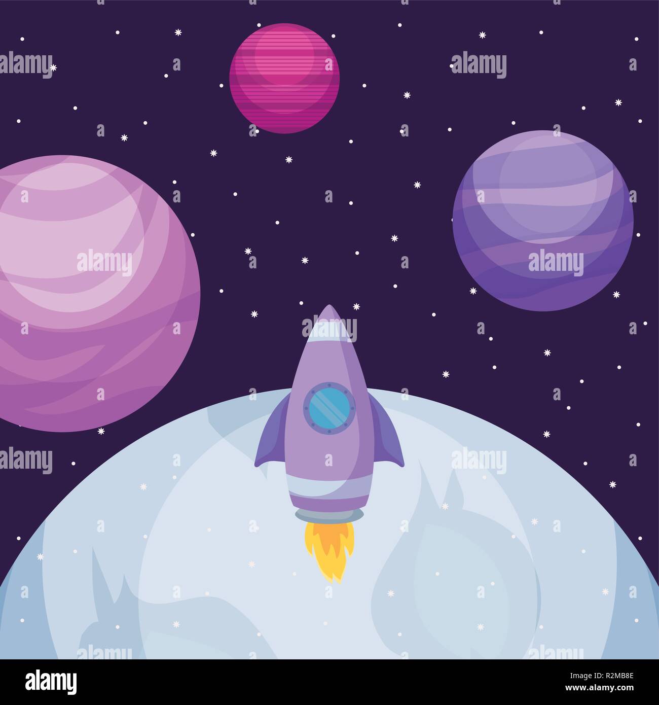 planet space universe with rocket vector illustration design Stock ...