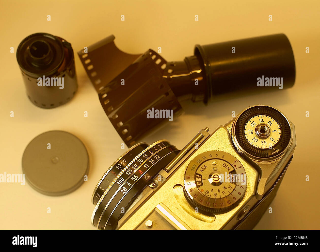 analog rangefinder camera with utensils Stock Photo - Alamy